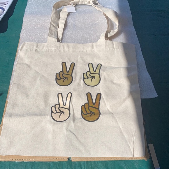 Bags | 32 Peace Unity Canvas Tote Bag Nwt Best Together Poc Human Love ...